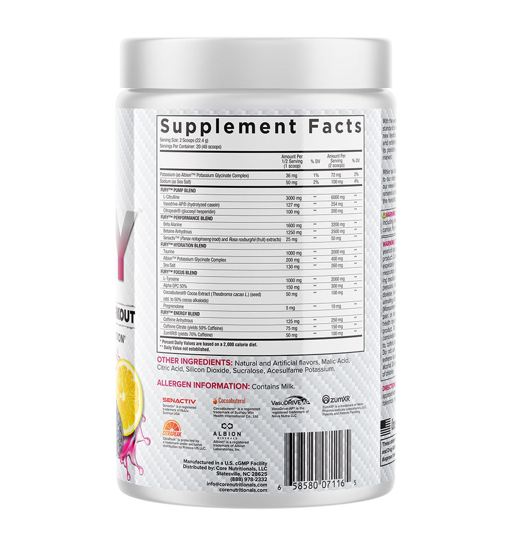 FURY v2 - Pre-Workout– Core Nutritionals